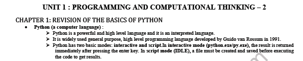 Cbse Class 12 Computer Science Revision Of The Basics Of Python Notes 8721